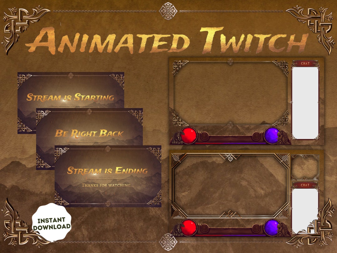 Animated Twitch Overlay Medieval Ancient Stream Pack - D&D Inspired ...