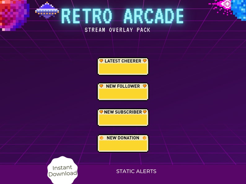 Animated Retro Arcade Twitch Overlay Package - Etsy