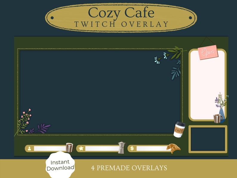 Animated Cozy Cafe Twitch Stream Package – Overlays, Scenes, Alerts ...