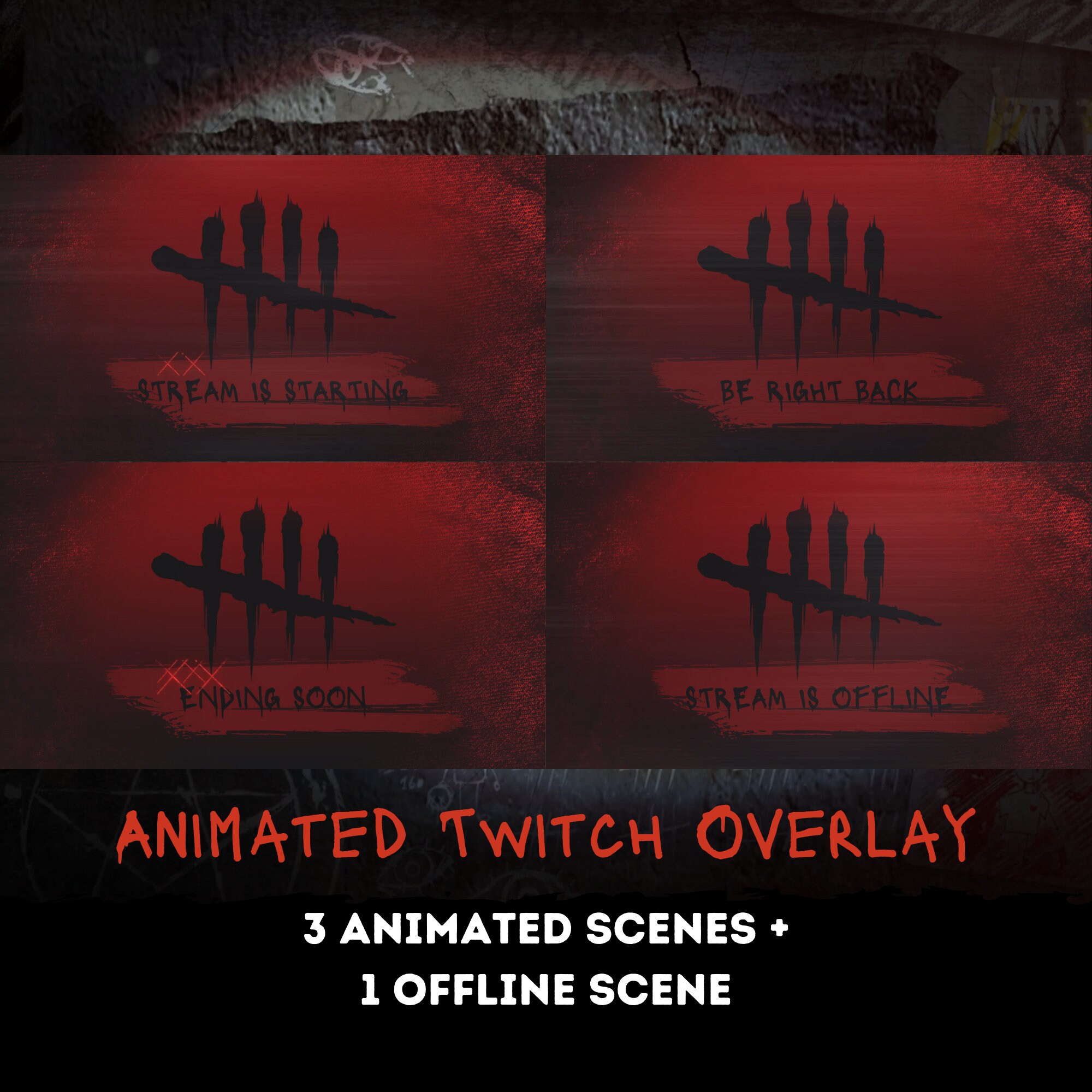 Animated Twitch Overlay Dead by Daylight Goth Horror Stream Package ...