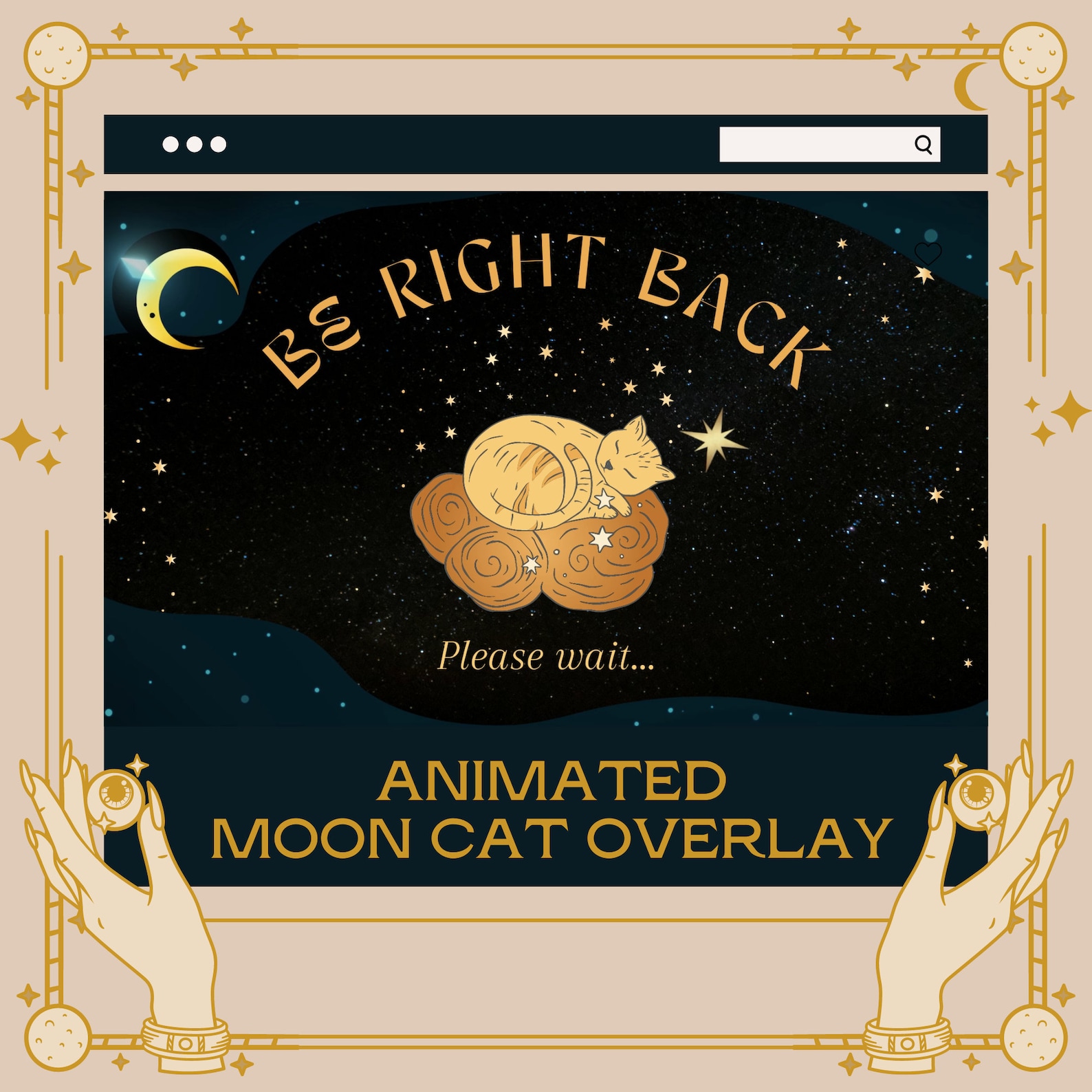 Animated Twitch Overlay Mystical Moon Cat Celestial Witch Stream Pack ...