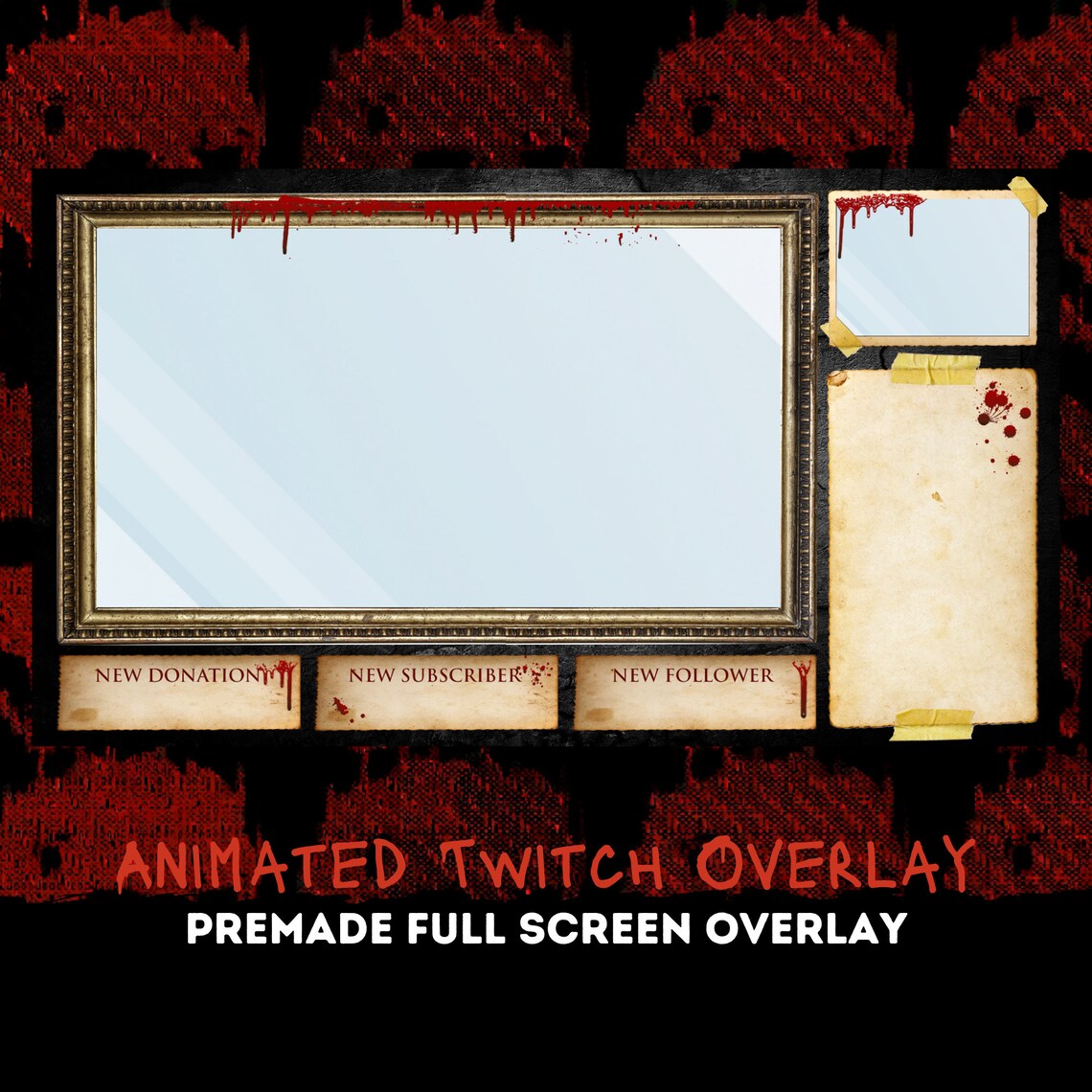 Animated Twitch Overlay Cyber Horror Hacker Stream Package - Overlays ...