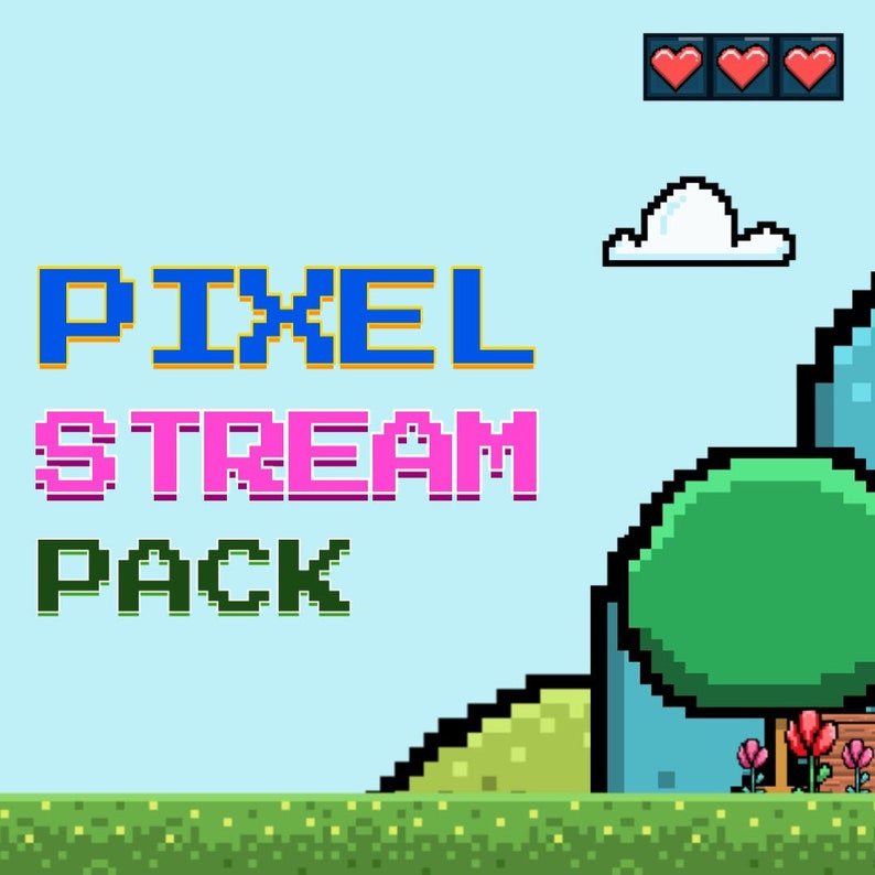 Animated Pixel Stream Overlay | 8bit Retro Game Scenes - Etsy