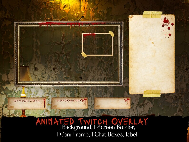 Animated Twitch Overlay Haunted Room Horror Stream Package - Etsy