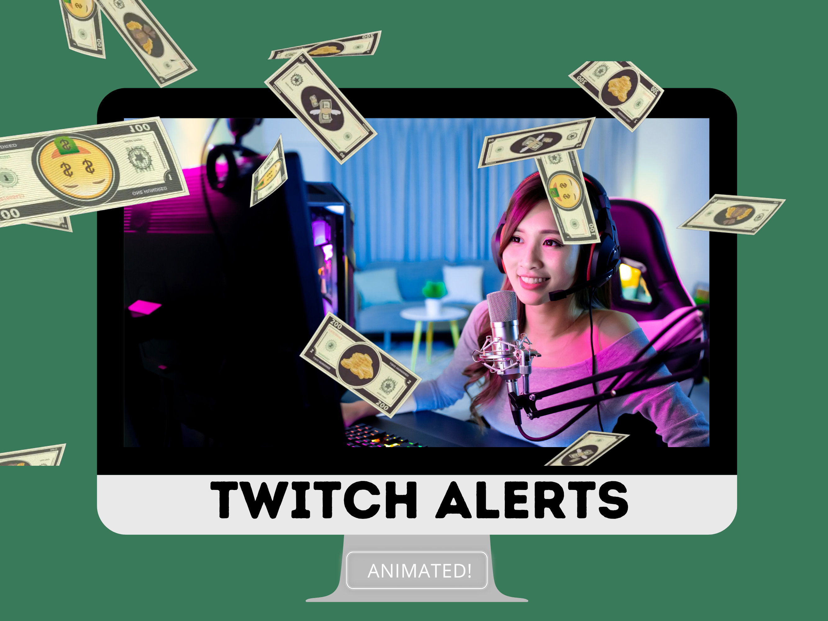 Animated Twitch Alerts New Donation Bundle Flowing Cash - Etsy