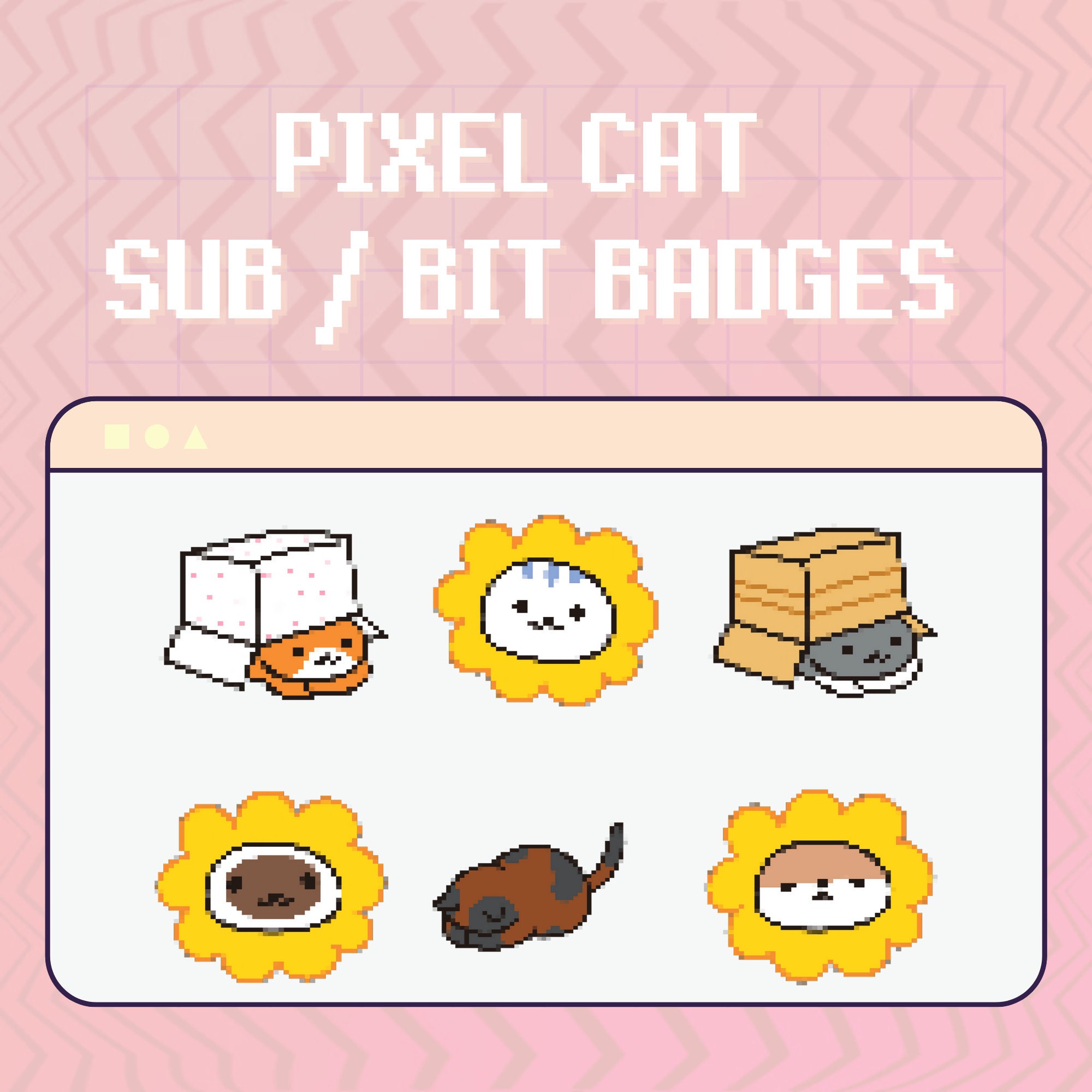 Pixel Cat Twitch Badges Cute Sub Badge Pixel Sub Badges - Etsy
