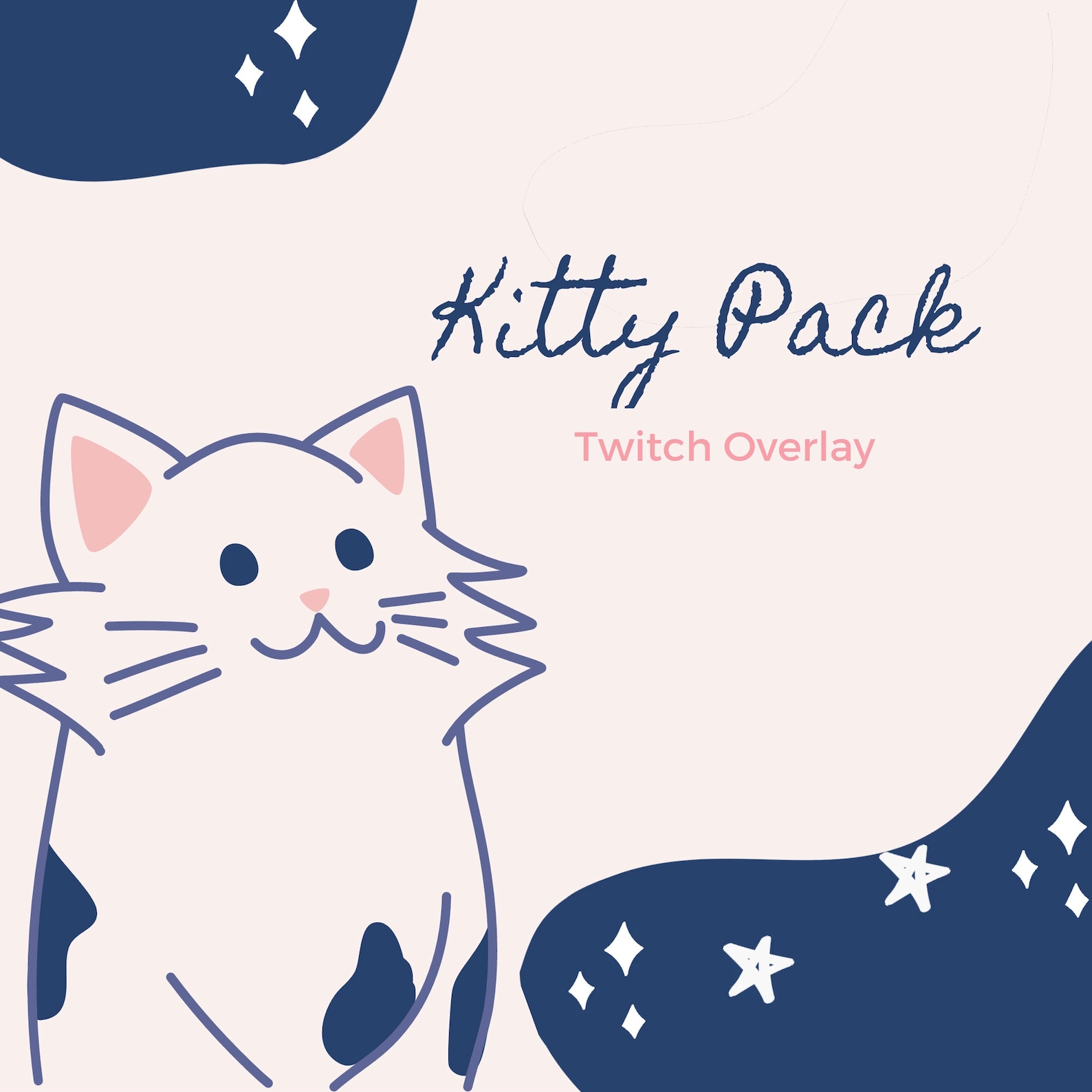 Animated Twitch Overlay Pastel Pink Cute Cats Stream Pack - Etsy