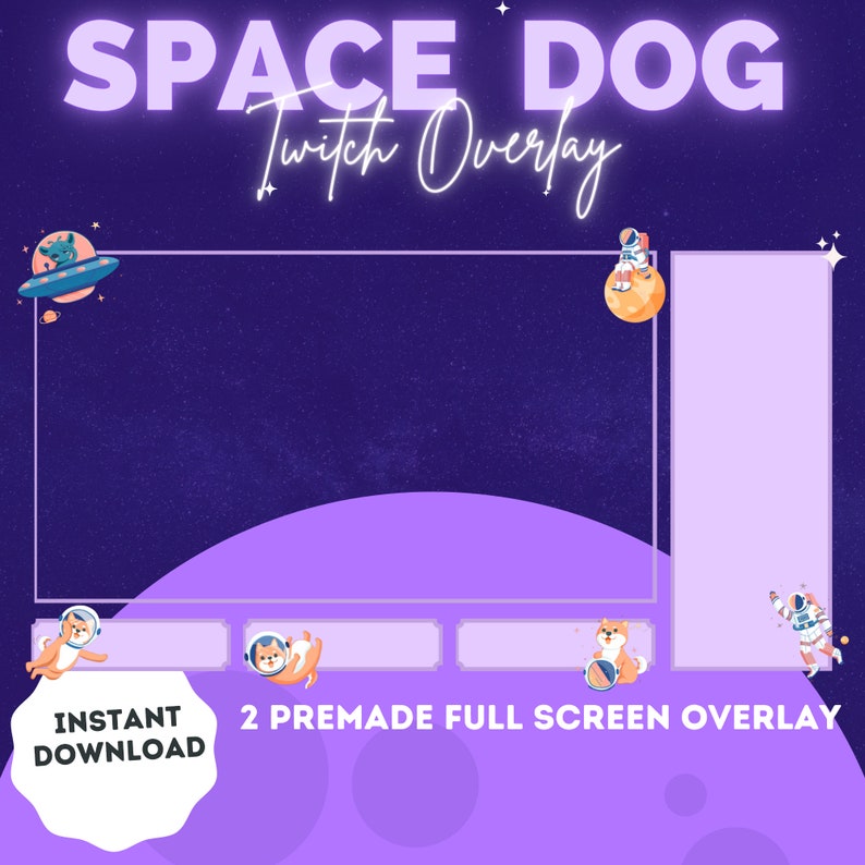 Animated Twitch Overlay Sci-fi Astronaut Space Dog Stream Pack - Etsy