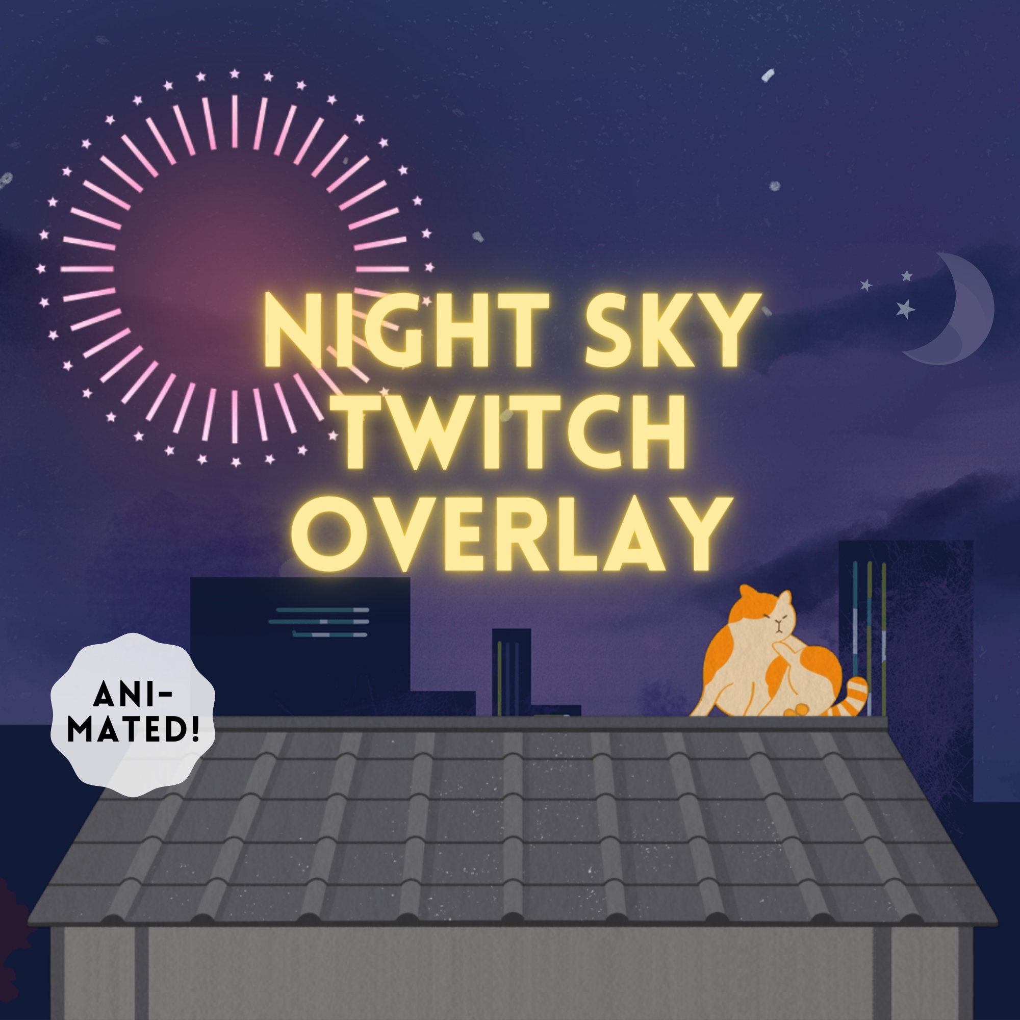 Animated Twitch Overlay Japan Tokyo Night City Rooftop Skylight Stream ...