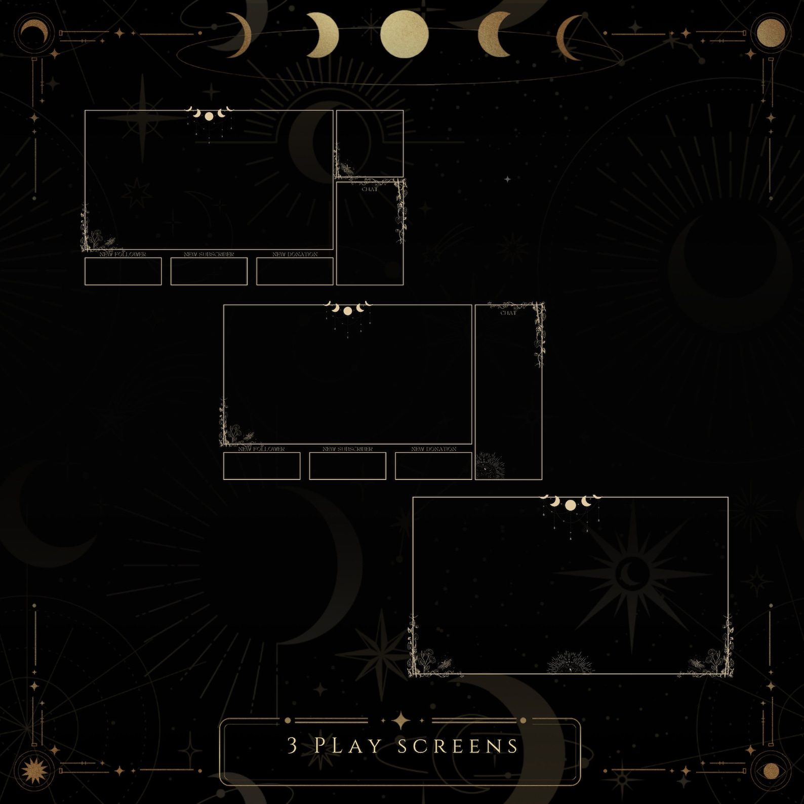 Animated Twitch Overlay Moon Celestial Constellation Witch Stream Pack ...