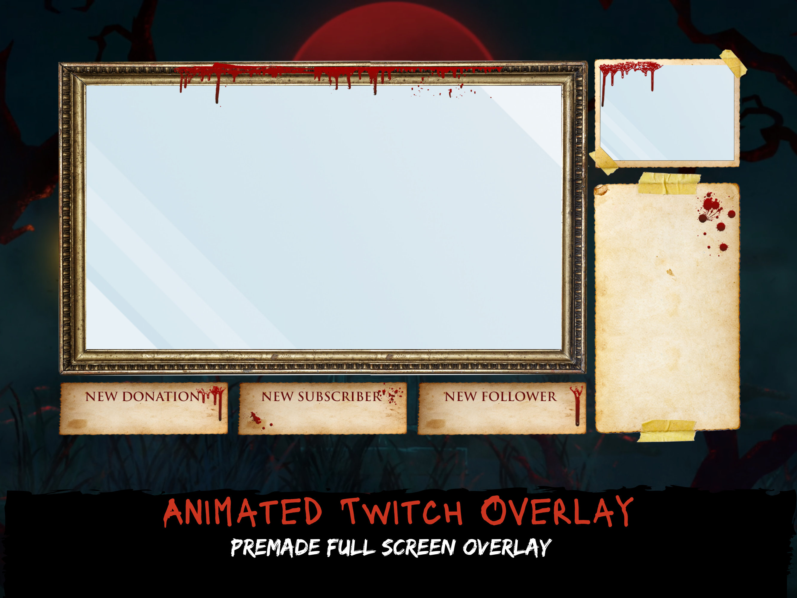 Animated Twitch Overlay Blood Moon Stream Package - Premade Overlays ...
