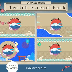 Animated Twitch Overlay Japan Theme Stream Package - Premade Overlays ...