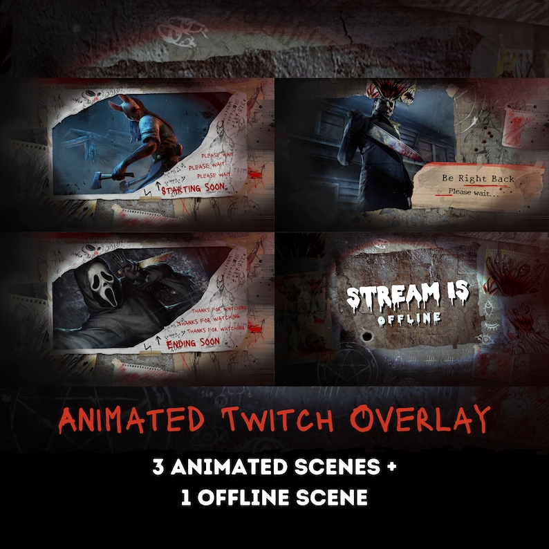 Animated Twitch Overlay Dead by Daylight Goth Horror Stream Package ...