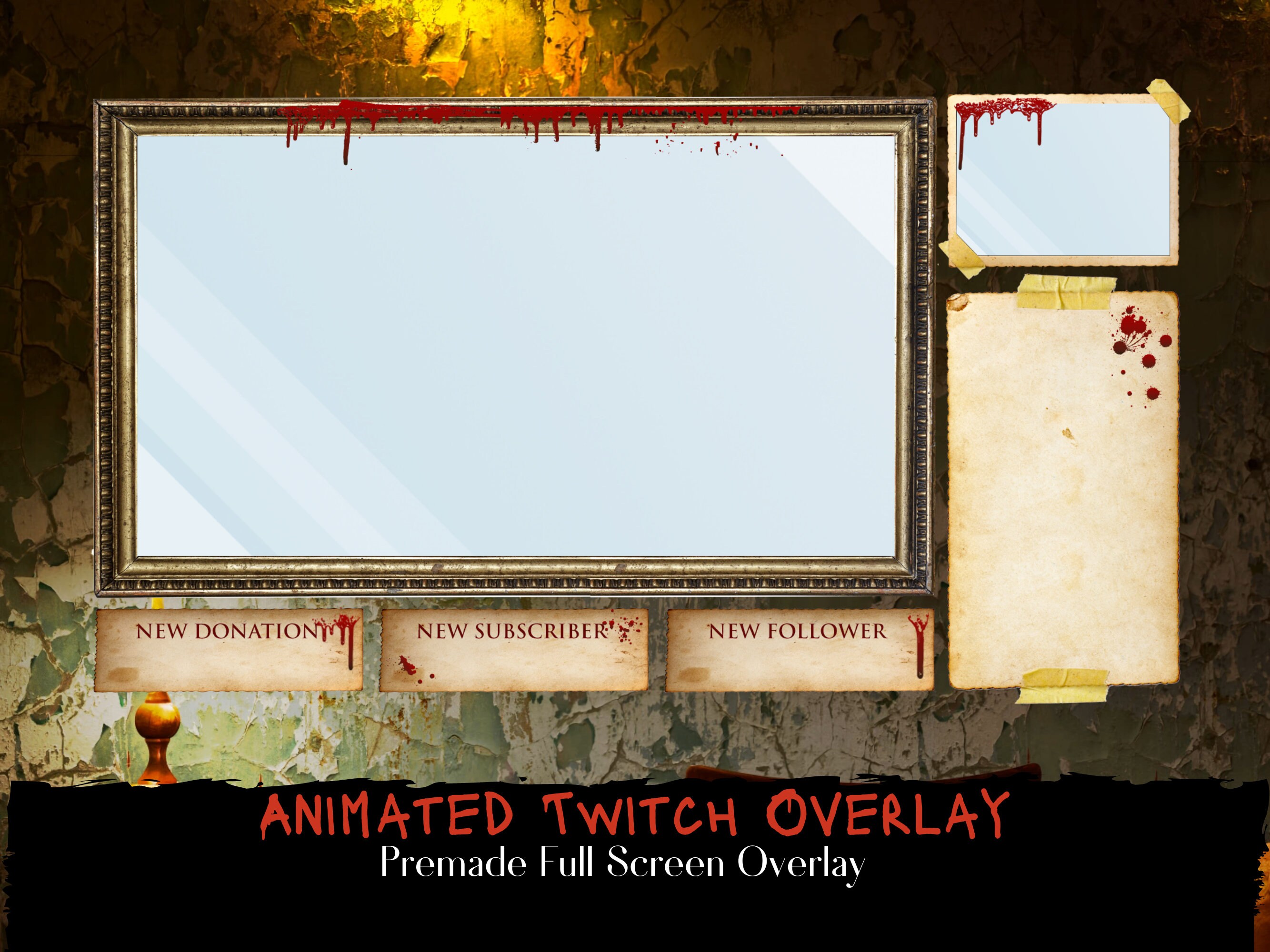 Animated Twitch Overlay Haunted Room Horror Stream Package - Etsy