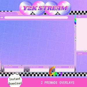 Animated Twitch Overlay Y2K Vaporwave Cute E-girl 90s 2000 - Etsy 日本