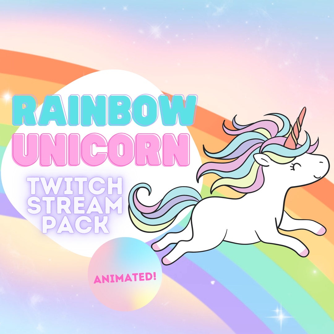 Animated Twitch Overlay Rainbow Unicorn Stream Pack Overlays Alerts ...