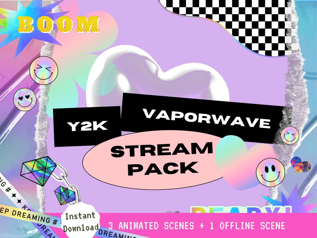 Animated Twitch Overlay Y2K Vaporwave Cute E-girl 90s 2000 Retro Ugly ...