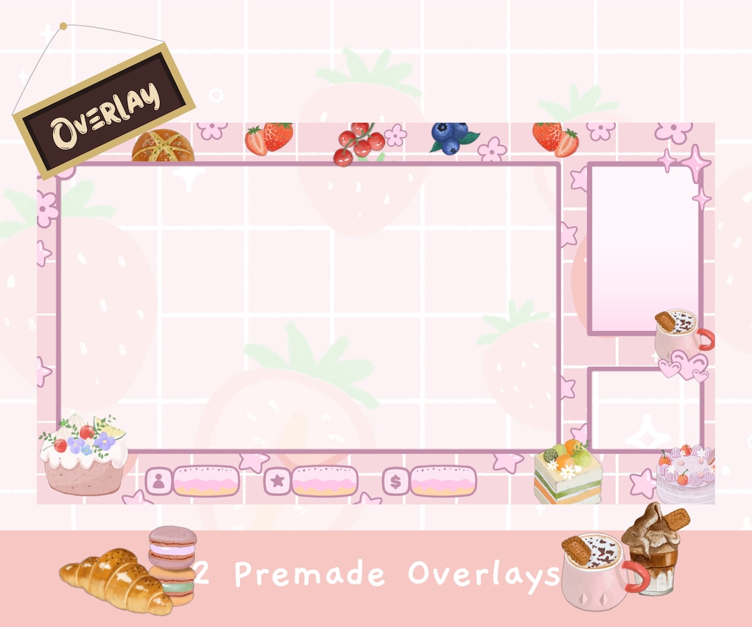 Animated Cute Pink Twitch Overlay Aesthetic Cozy Desserts Sweet Cafe ...