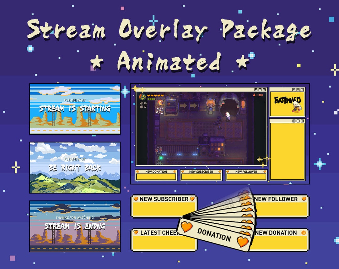 Animated Twitch Overlay Pixel City & Nature Stream and Overlay Pack ...