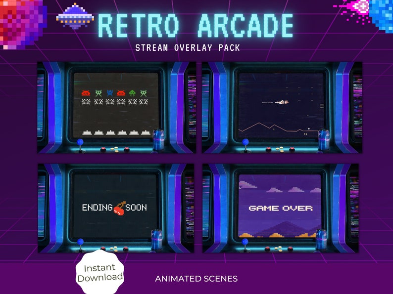 Animated Retro Arcade Twitch Overlay Package - Etsy