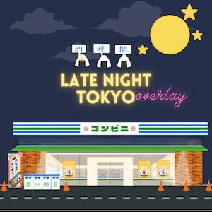 Animated Cute Twitch Overlay Late Night Japan Overlay Package - Tokyo ...