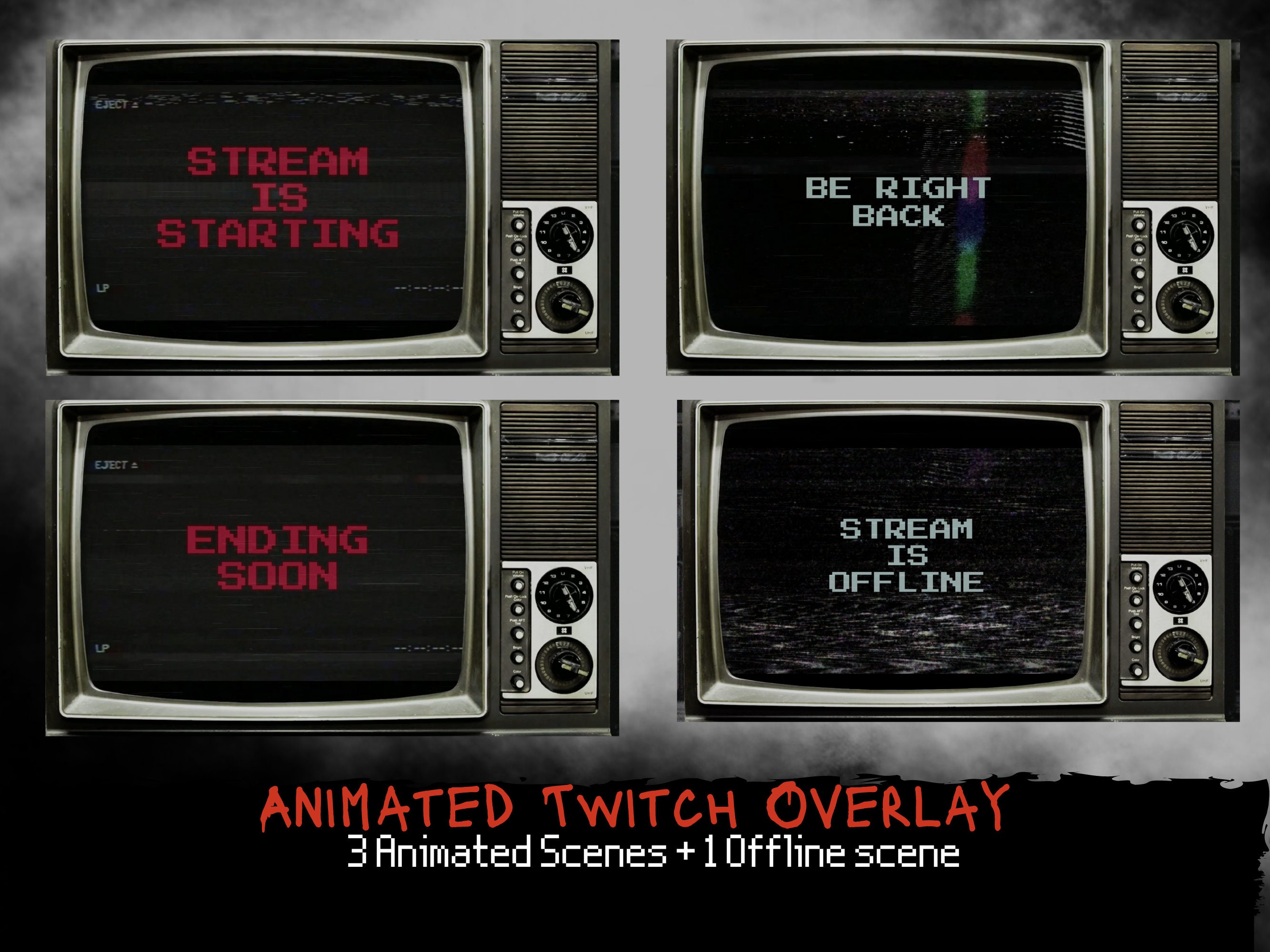 Animated Twitch Overlay VHS Horror Halloween Stream Package - Etsy UK
