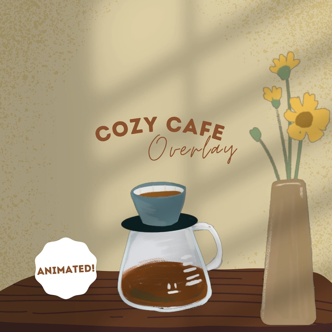 Animated Cozy Cafe Coffee Twitch Overlay Stream Package - Overlay ...