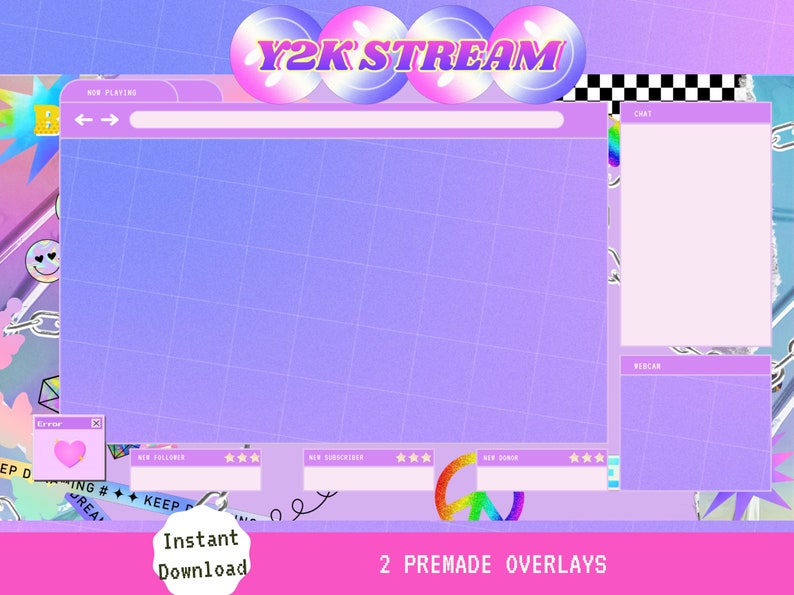 Y2K Vaporwave Animated Twitch Stream Package: Retro 90s E-girl Overlays ...