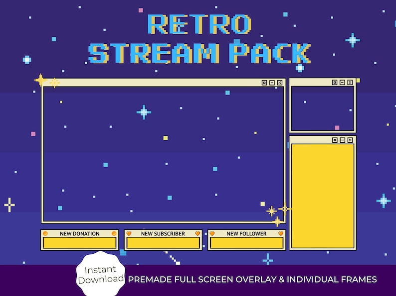 Animated Retro Game Twitch Overlay | Stream Package - Scenes | Premade ...
