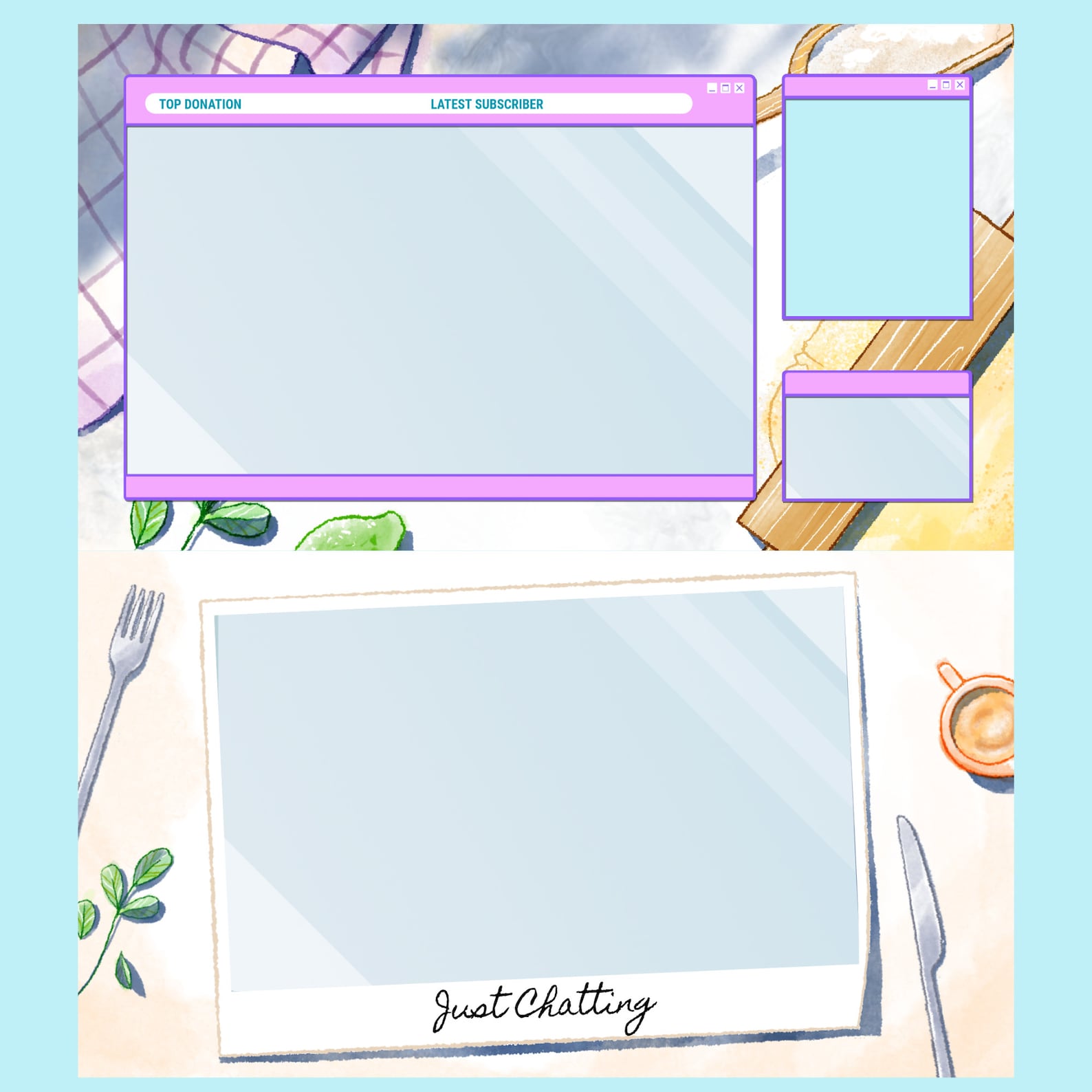 Animated Cute Twitch Overlay Cooking Chef Stream Pack Overlay Scenes ...