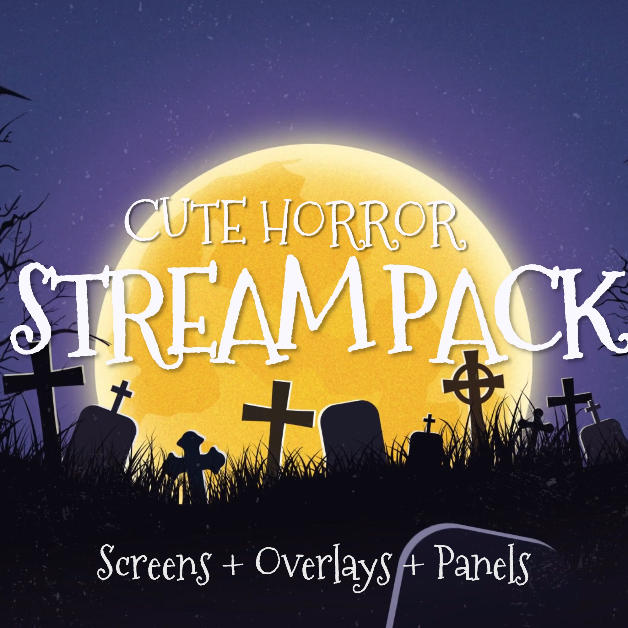 Animated Cute Twitch Overlay Horror Stream Pack Overlays and - Etsy UK