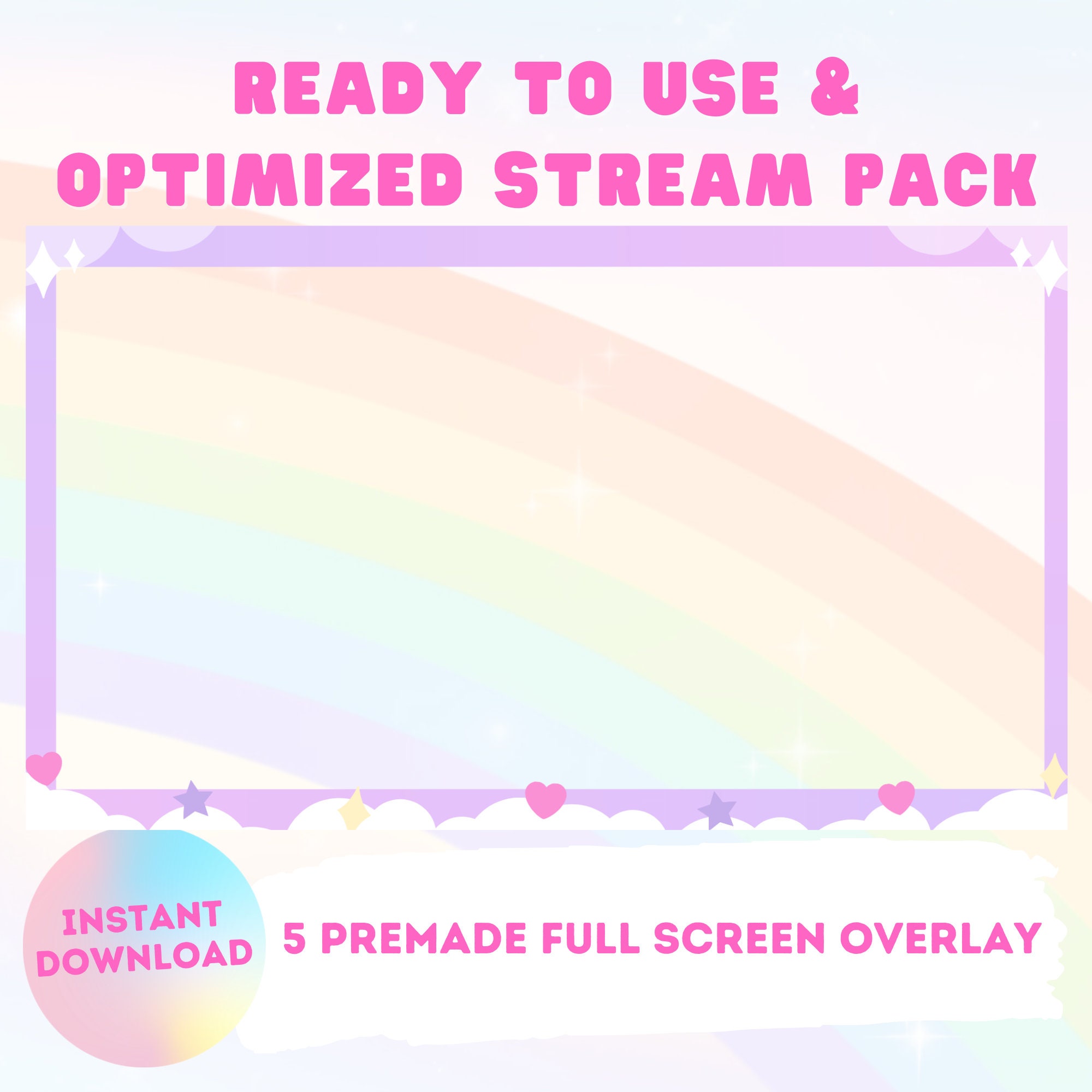 Animated Twitch Overlay Rainbow Unicorn Stream Pack Overlays - Etsy UK