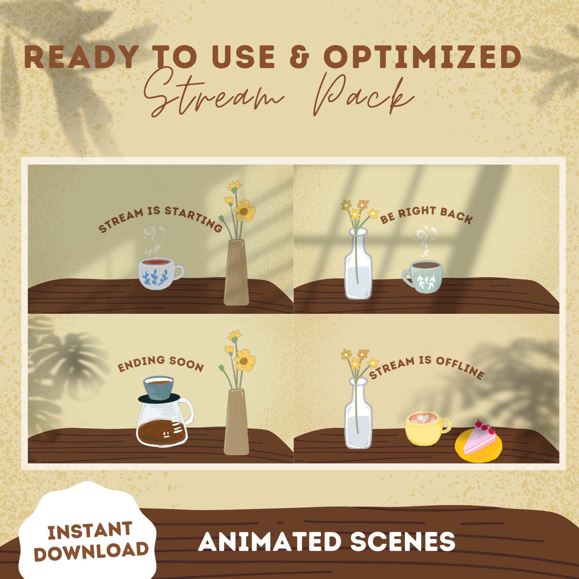 Animated Cozy Cafe Coffee Twitch Overlay Stream Package - Etsy Australia