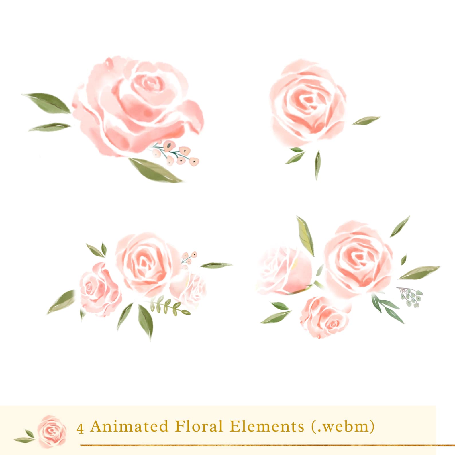 Animated Twitch Overlay Watercolor Rose & Gold Floral Stream - Etsy