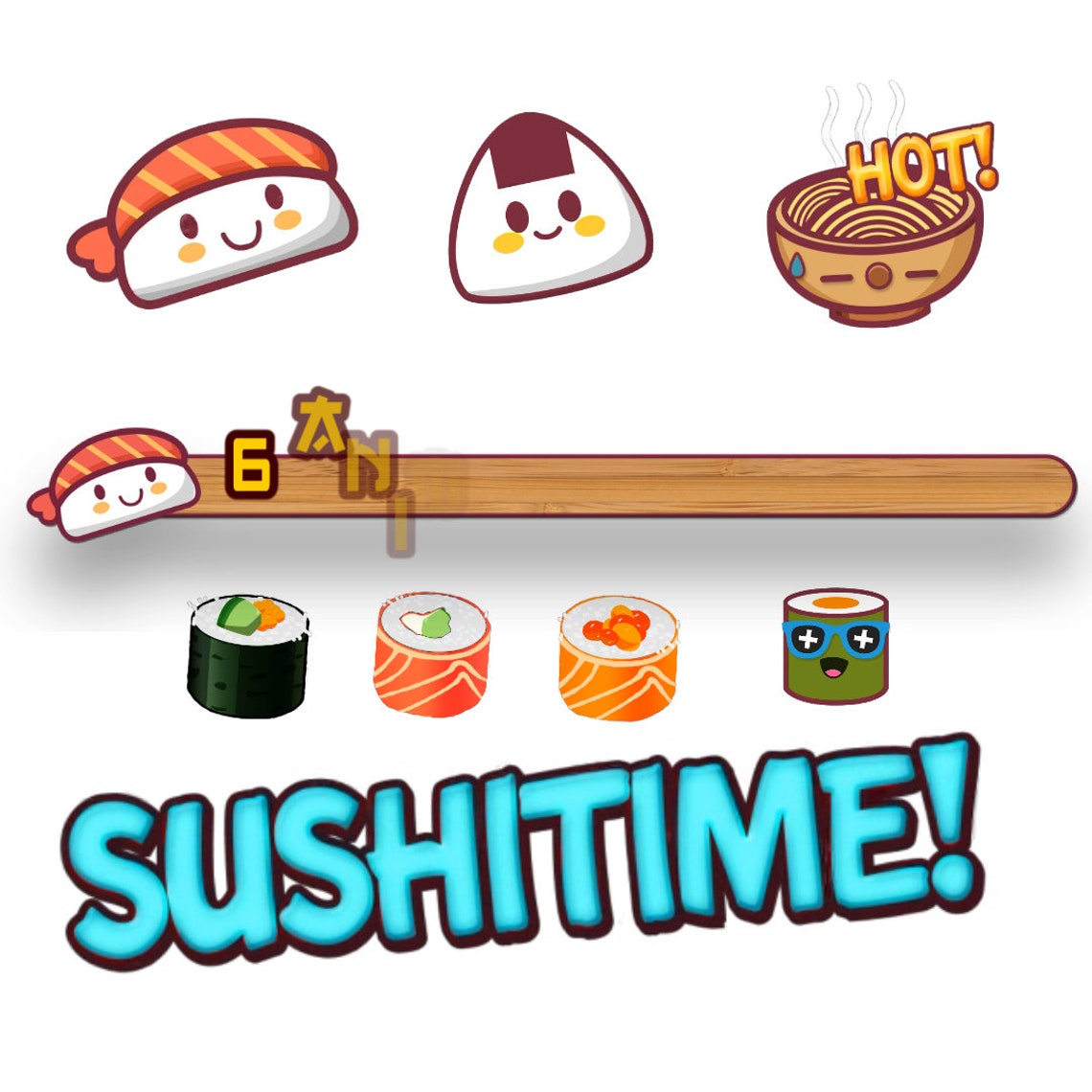 Animated Twitch Overlay Japan Sushi Scene and Elements | Etsy