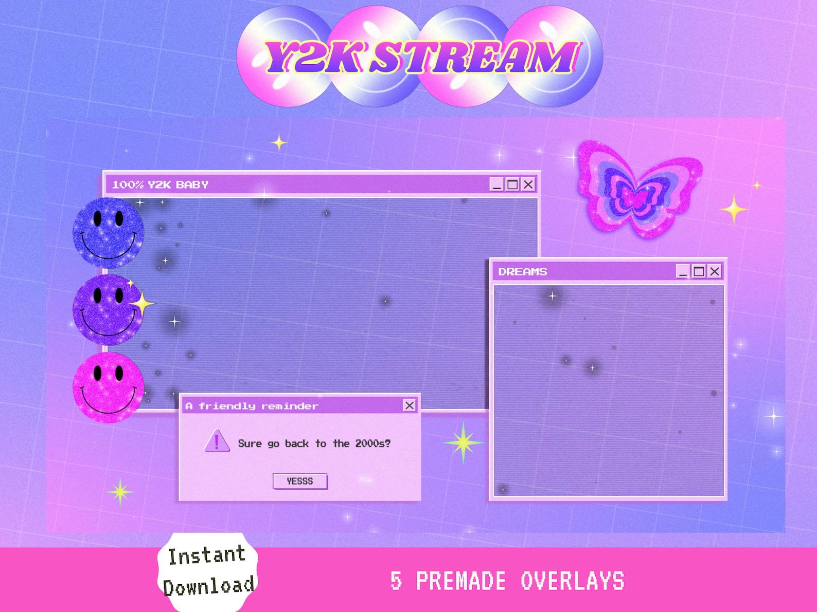 Animated Twitch Overlay Y2K Cute E-girl 90s 2000 Retro Ugly - Etsy Canada