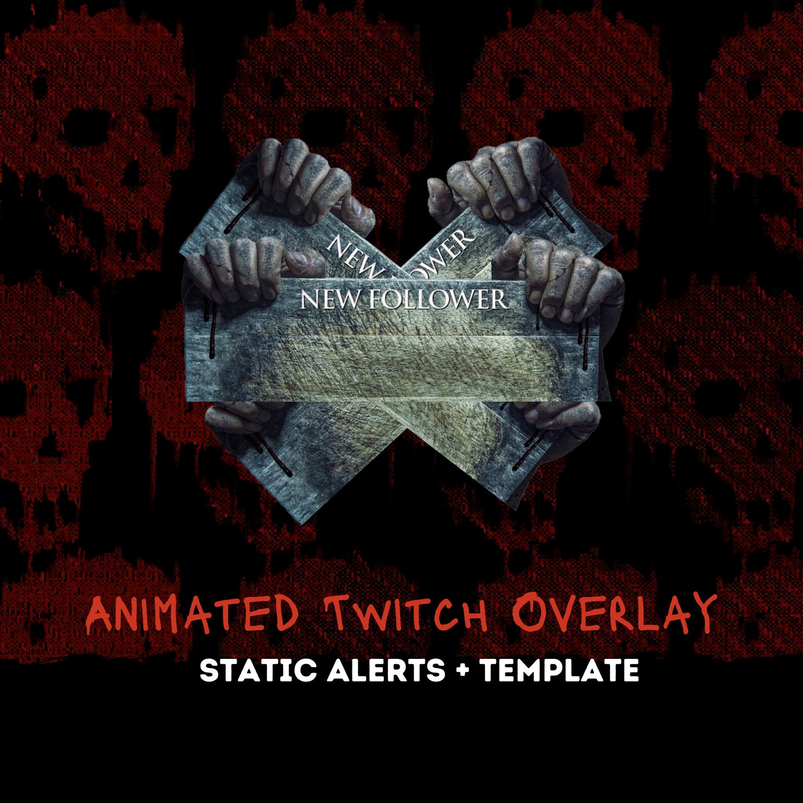 Animated Twitch Overlay Cyber Horror Hacker Stream Package - Overlays ...