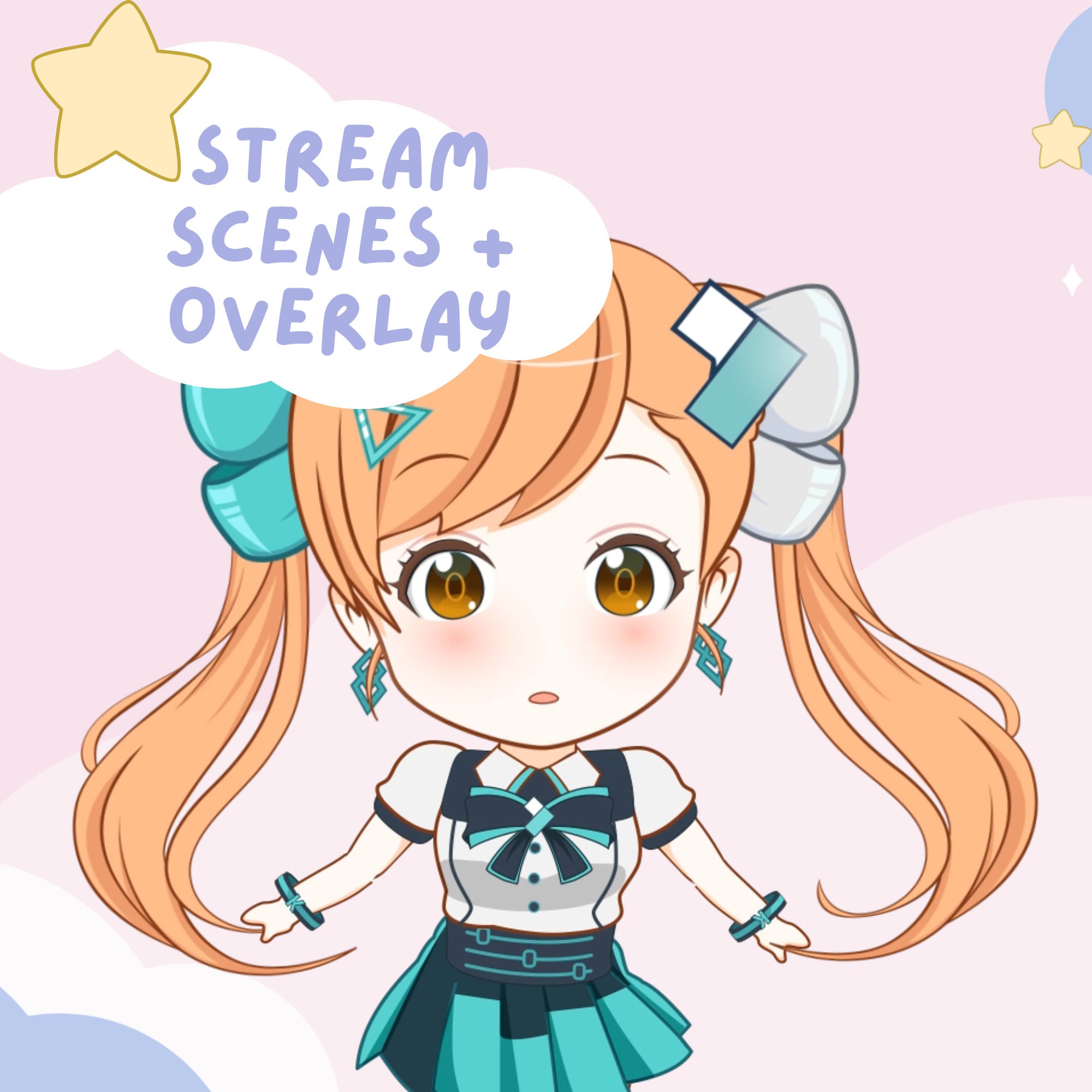 Animated Twitch Overlay Kawaii Girl Stream Pack Premade | Etsy