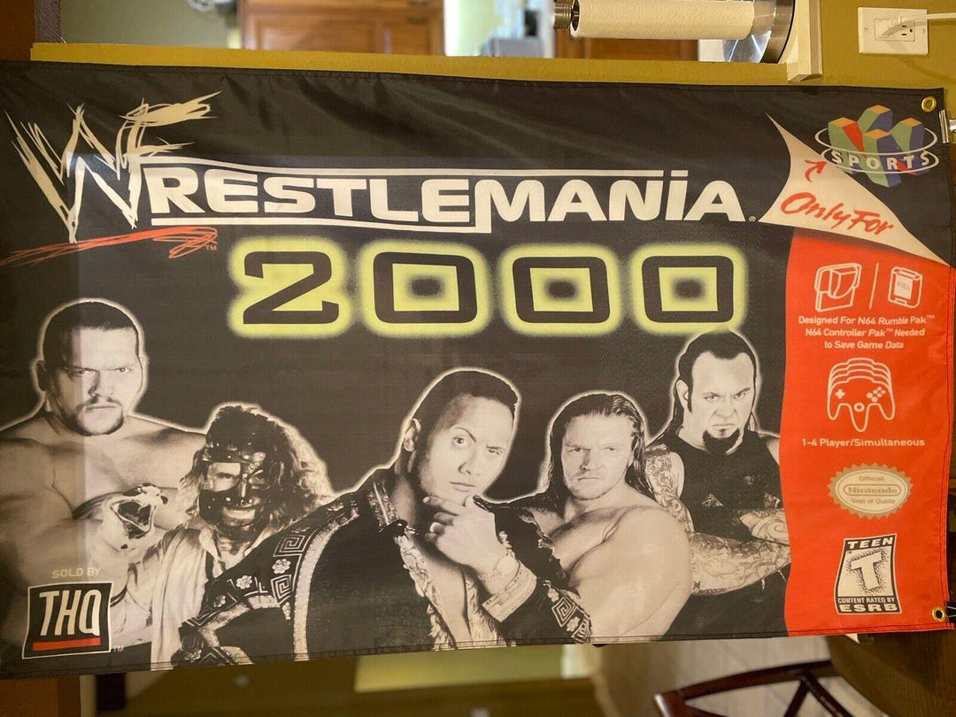 WWF Wrestlemania 2000 Nintendo N64 5ft Flag Banner Poster 1999 64 THQ WWE Rock - Etsy
