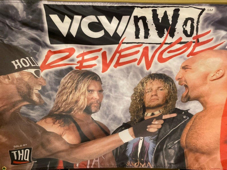 WCW Vs NWO Revenge Nintendo N64 5ft Flag Banner Poster 1998 64 Thq WWF ...