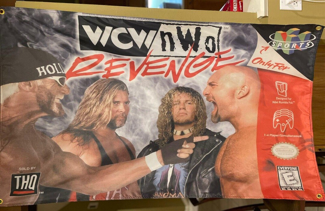 WCW Vs NWO Revenge Nintendo N64 5ft Flag Banner Poster 1998 64 Thq WWF ...
