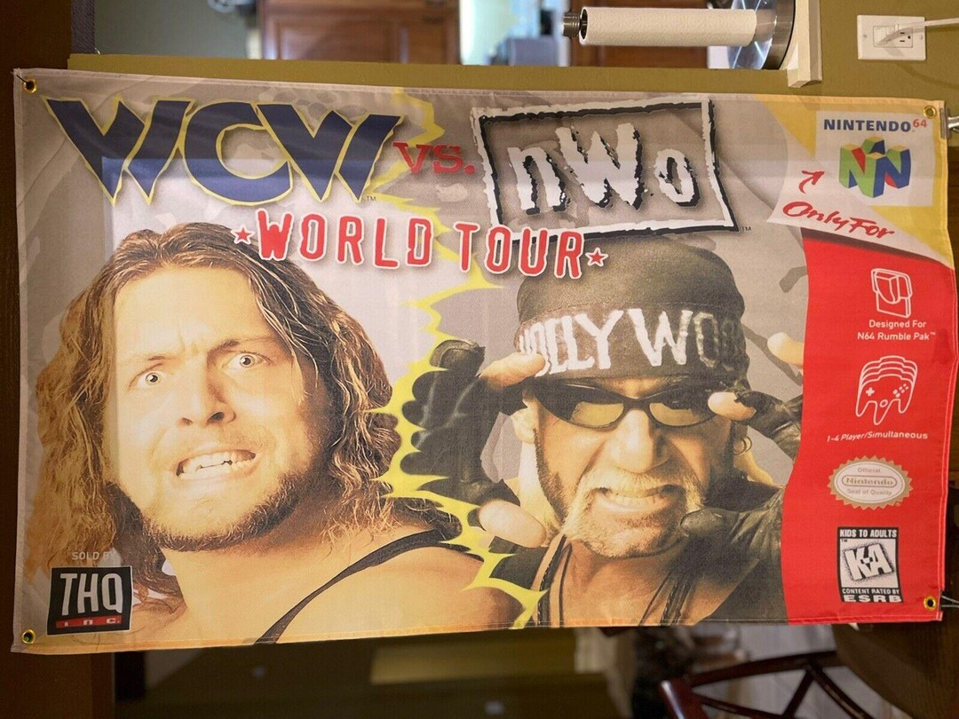 WCW Vs NWO World Tour Nintendo N64 5ft Flag Banner Poster 1997 64 Thq ...