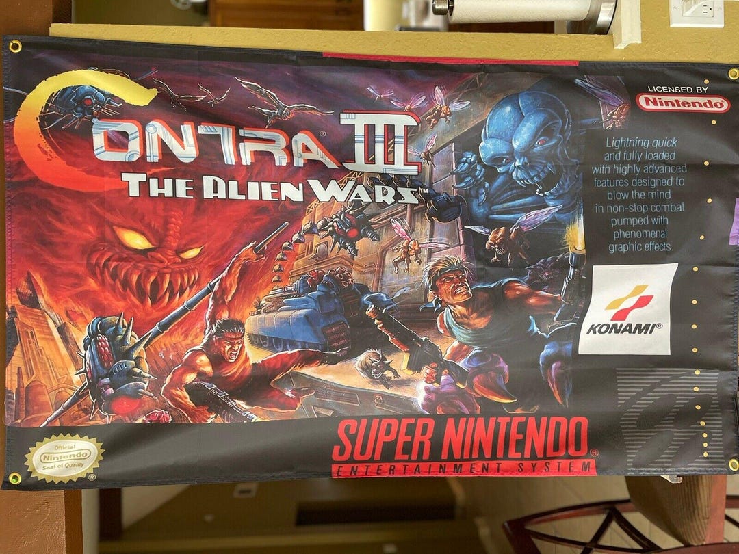 Contra 3 III: the Alien Wars 5' Flag Super Nintendo SNES 1991 Konami - Etsy
