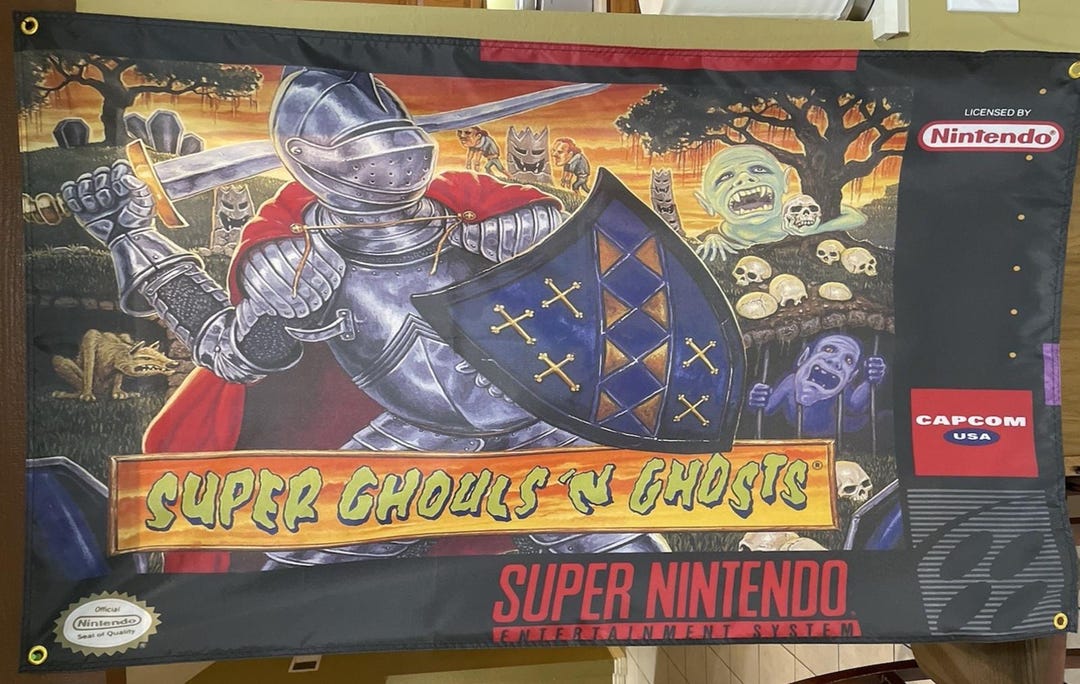 Super Ghouls 'N Ghosts 5' Flag Banner Poster Super Nintendo SNES 1991 ...