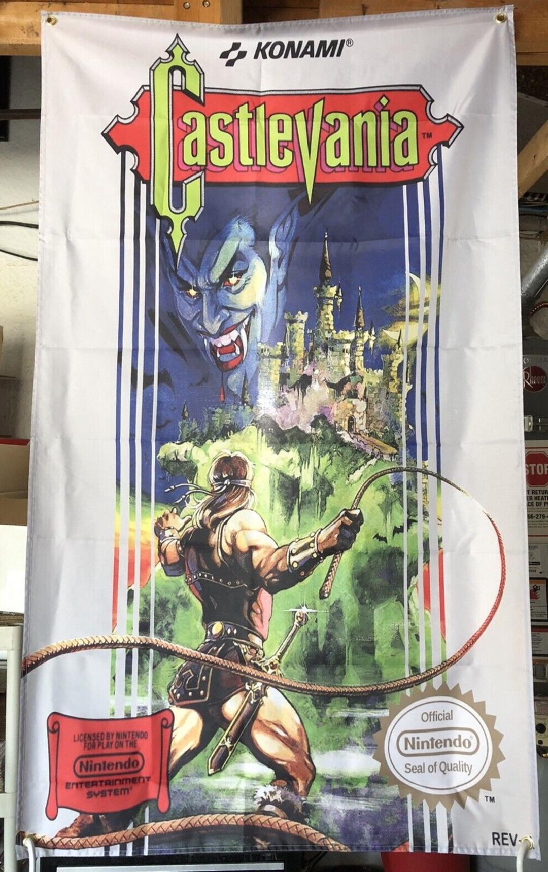 CASTLEVANIA Nintendo NES Boxart 5' Simon Belmont Dracula Flag Banner ...