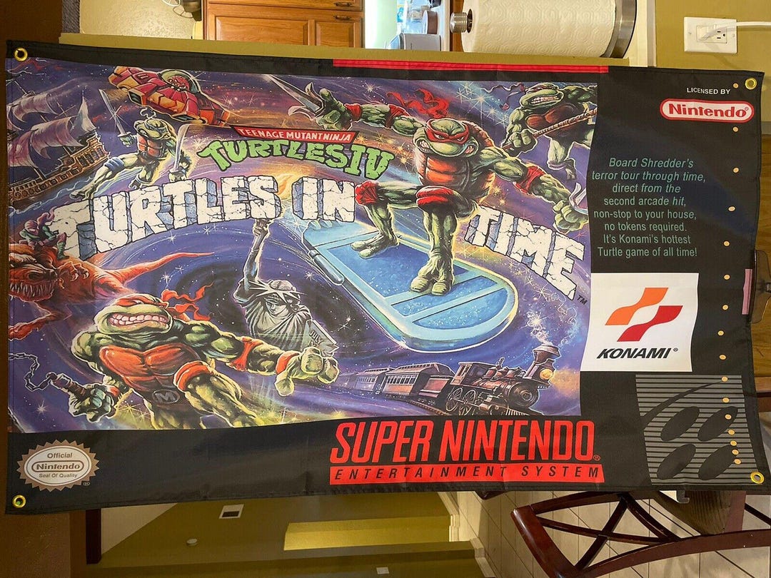 TMNT Turtles in Time 5' Flag Banner Poster Super Nintendo SNES Mutant ...