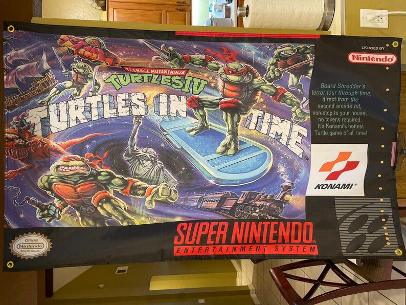 TMNT Turtles in Time 5' Flag Banner Poster Super Nintendo SNES Mutant ...