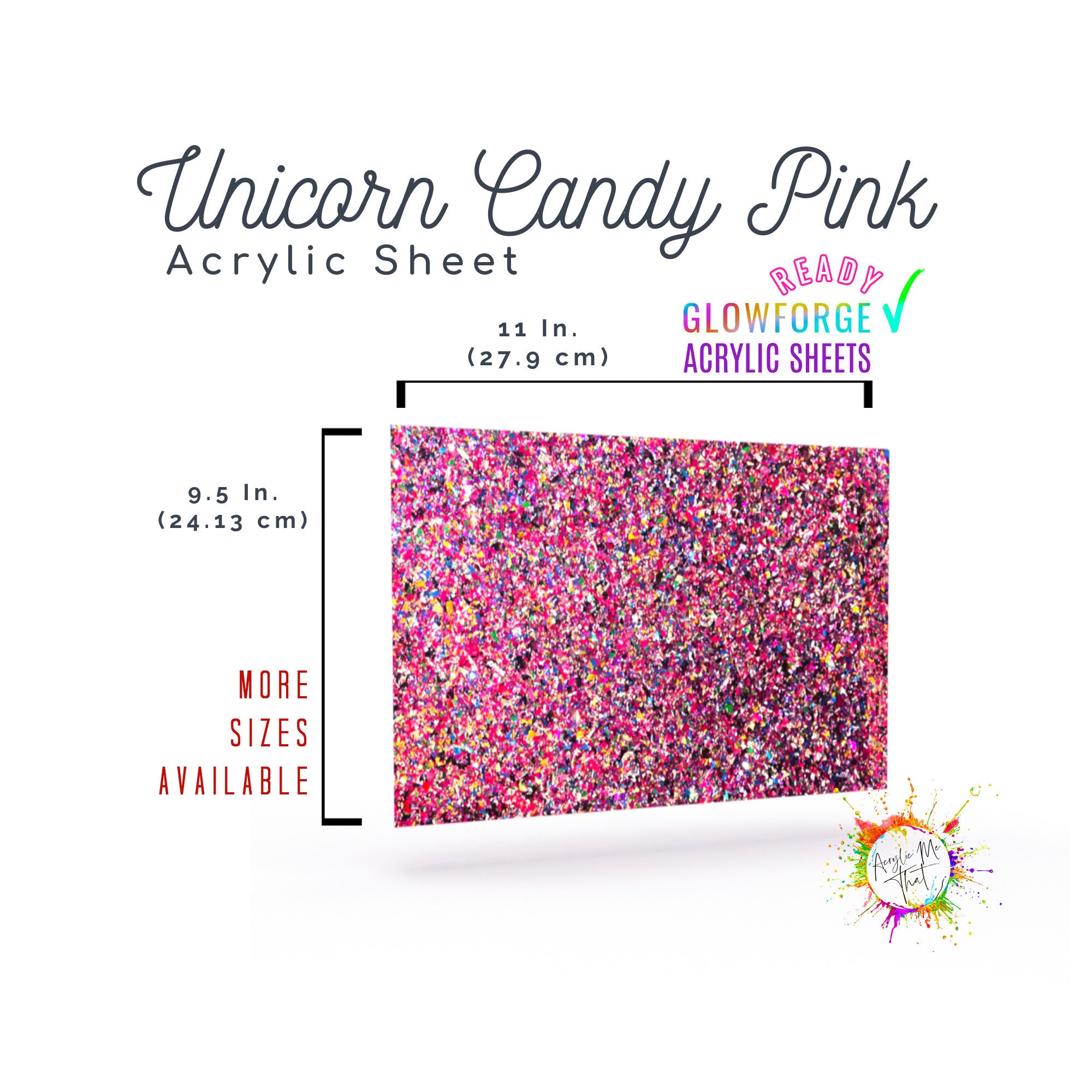 Acrylic Sheet Glowforge Ready Sheet Rainbow Glitter Cast PMMA - Etsy