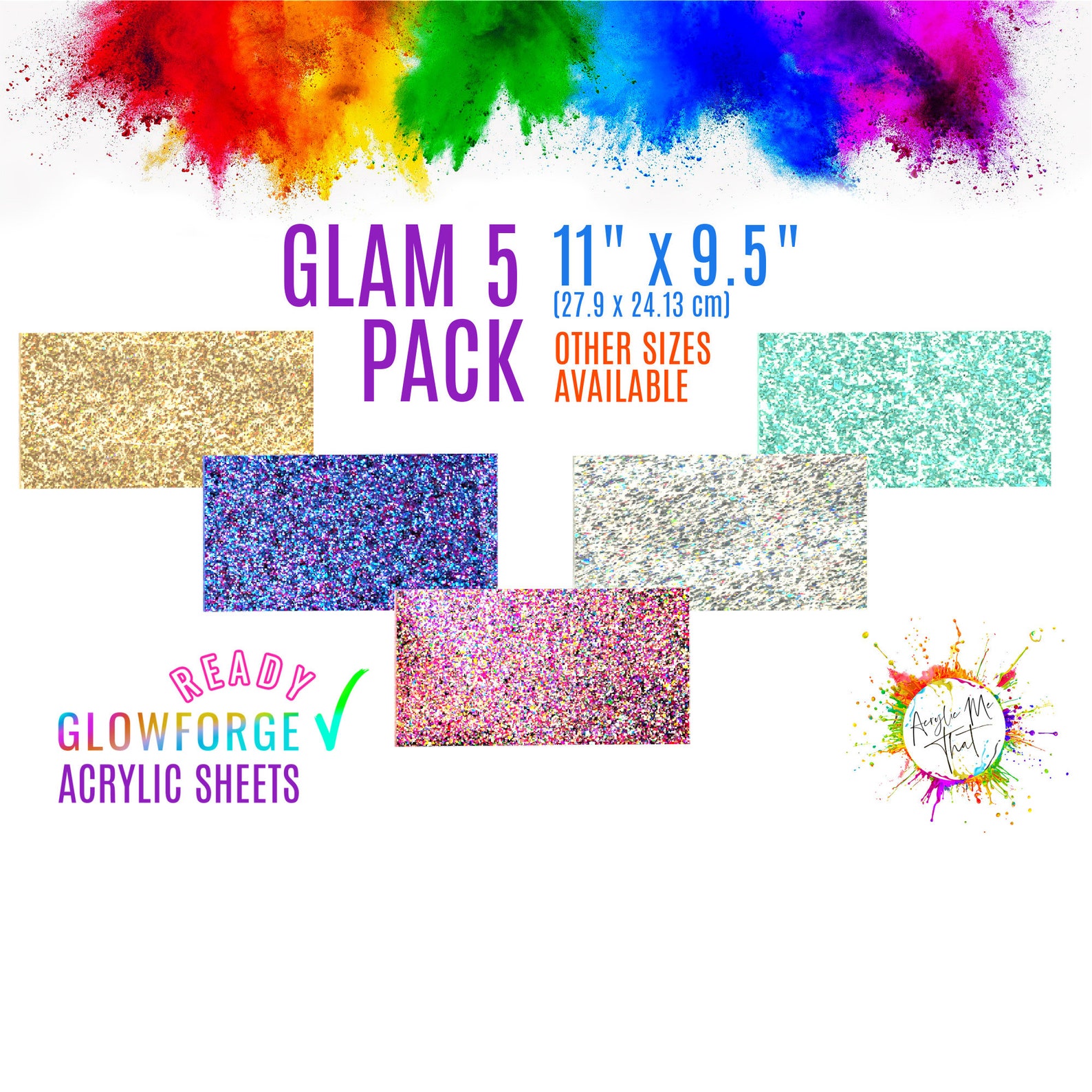Acrylic Sheet Glowforge Ready Sheet Rainbow Glitter Cast PMMA - Etsy