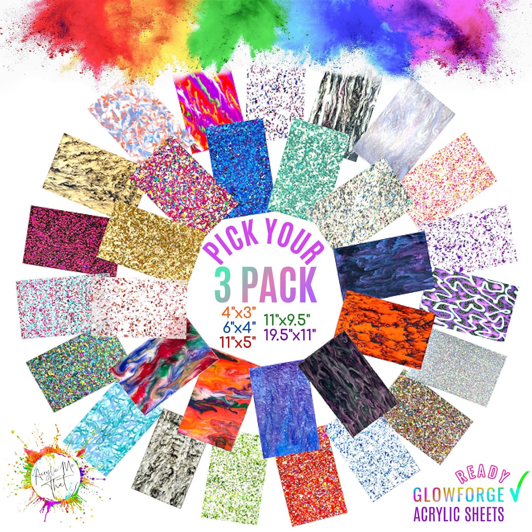 Glitter Glowforge Acrylic Sheets Laser Safe Acrylic Sheet Cast Blanks ...